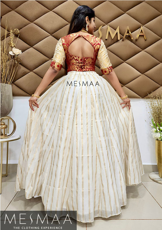 Maroon - half white lehenga – Mesmaa